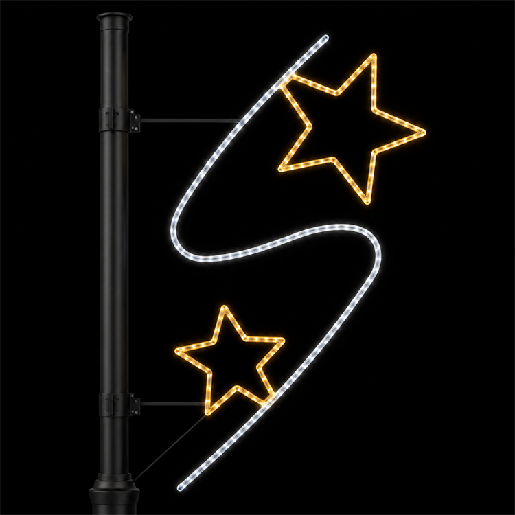 Outdoor Gold Comet Double Star Street Pole LED Motif Light – Green tree ...